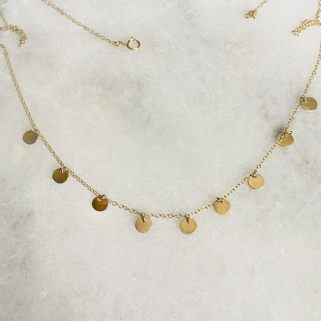 Rays of Sun Necklace with 9 Gold Discs - Solid Gold – The Right Hand Gal